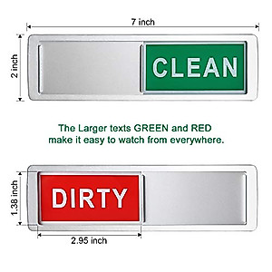 Clean Dirty Magnet Sign for Dishwasher，Taste Season Super Strong Magnet, Easy to Read Non-Scratch Magnetic，Sliding Indicator with Clear, Bold & Colored Text (Silver)