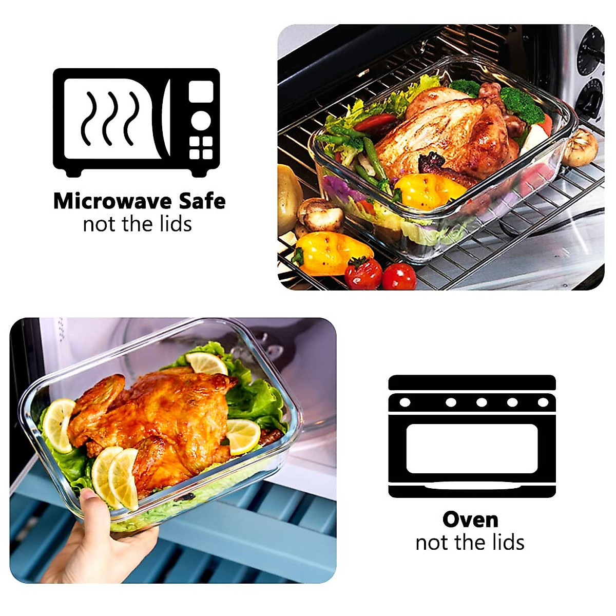 FREYBLI 24-Piece Glass Food Storage Containers with Lids, Glass Meal Prep Containers, Airtight Glass Lunch Bento Boxes, BPA Free & Leak Proof, Microwave, Oven, Freezer and Dishwasher