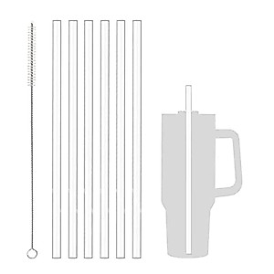 Clear Replacement Straws for Stanley Quencher H.20 Tumbler, Clear Replacement Straws for Simple Modern Tumbler, 6 Pack Reusable Straws with Cleaning Brush, Compatible with 40oz/30oz Tumbler