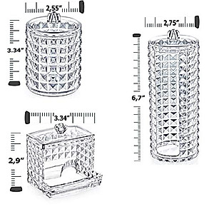 Aeon Design Makeup Organizer Set Cotton Ball,Cotton Pad And Q Tip Holder Vanity Organizer-Storage Containers On Bathroom Counters-Bathroom Organizer-Easy Organization With Compact Unique Design-3 Pack