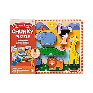 Melissa & Doug Safari Wooden Chunky Puzzle - 8 Pieces - FSC Certified