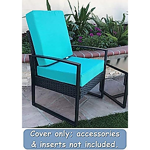 CozyLounge Indoor Outdoor Water Repellent High UV Resistant Patio Chair Cushion Cover (22"x20"x4" (4 Covers), Serenity Teal)