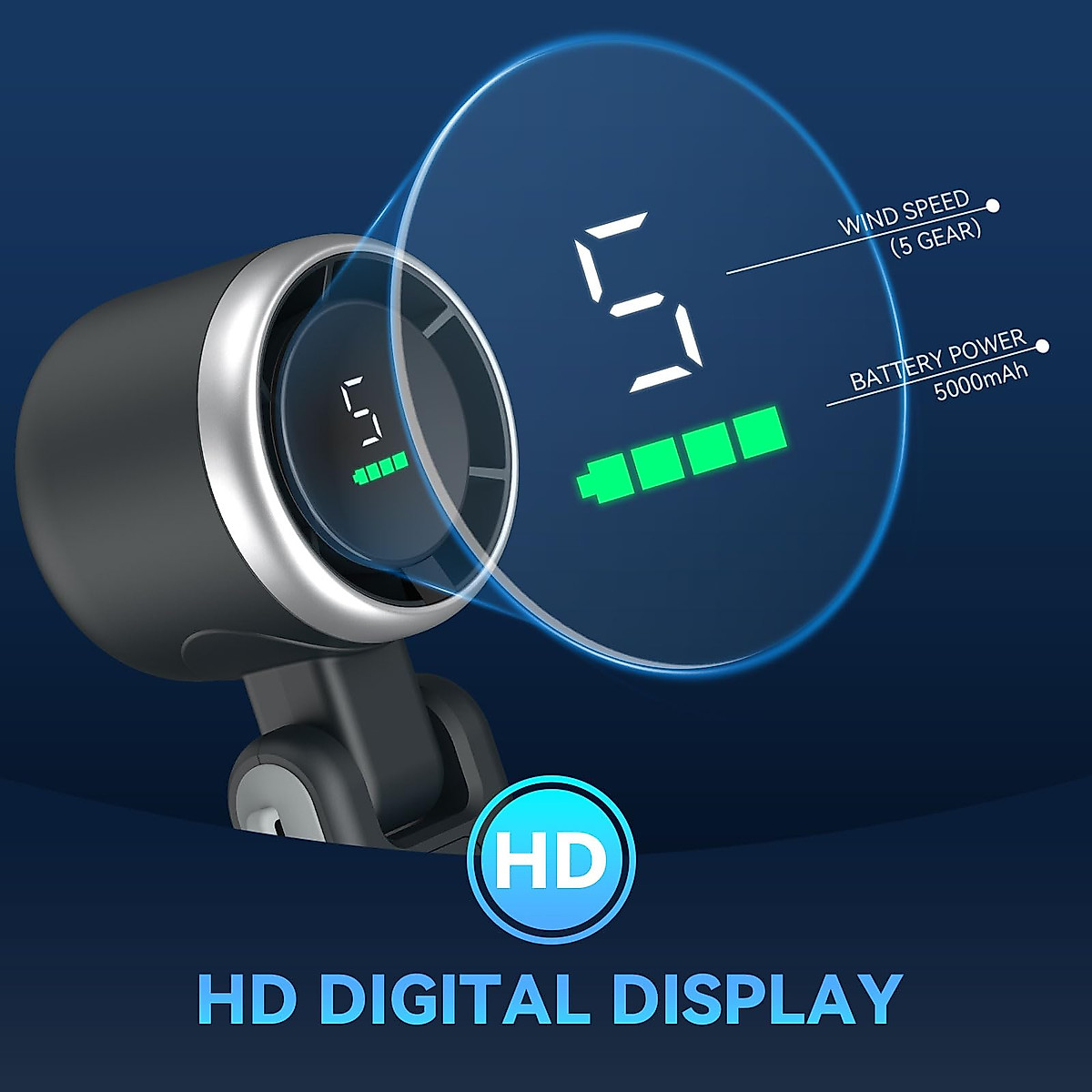 Portable Handheld Turbo Fan, PlayHot 5 Gear Wind Hand Fan, 5000mAh Battery Personal Fans Portable Rechargeable, 20 Hours Pocket Fan, 3 IN 1 Hand Held Fan, Portable Fan for Travel/Outdoor/Indoor(White)