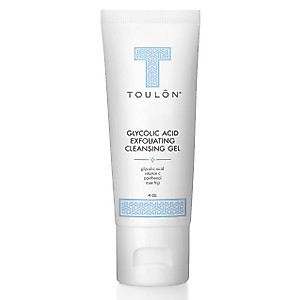 TOULON Glycolic Acid Facial Cleanser: Alpha Hydroxy Face Wash with AHA, Vitamin C & Rose Hip to Exfoliate Dry, Sensitive Skin for Women & Men