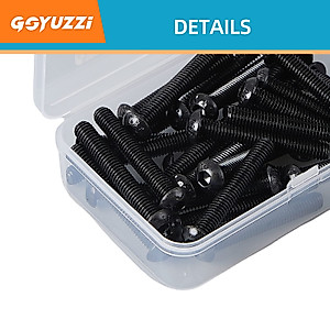 M5 x 40mm Button Head Socket Cap Screws Bolts, 10.9 Grade Alloy Steel, Black Oxide Finish, Metric Allen Hex Drive, Fully Threaded, 50PCS