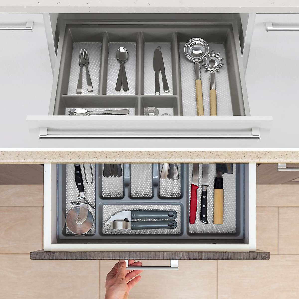 MYITYARD Shelf and Drawer Liner for Kitchen Cabinets, Waterproof Non-Slip Non-Adhesive Refrigerator Mat for Cupboard, Pantry Shelves, Bathroom, 12in * 16.4ft