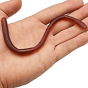 Cotiny 60 Pieces Fake Earthworm Faux Trick Toy Plastic Soft Stretchy Realistic Earthworms Simulated Fishing Lures Baits for Halloween Decoration