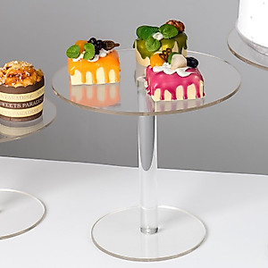 KVMORZE Acrylic Cake Stand, Clear Round Cupcake Stands for Dessert Table, Dessert Cupcake Pastry Candy Display Riser for Wedding, Event, Party, Cake Holder for Cupcake Dessert Cake Pizza (9.8in)