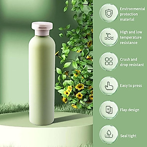5pcs Green Plastic Empty Squeeze Bottles,Travel Shampoo Bottles,Squeeze Bottles with Flip Cap,8.8oz 260ml Leak Proof Refillable Container for Face Cream, Lotion, Shampoo, Conditioner