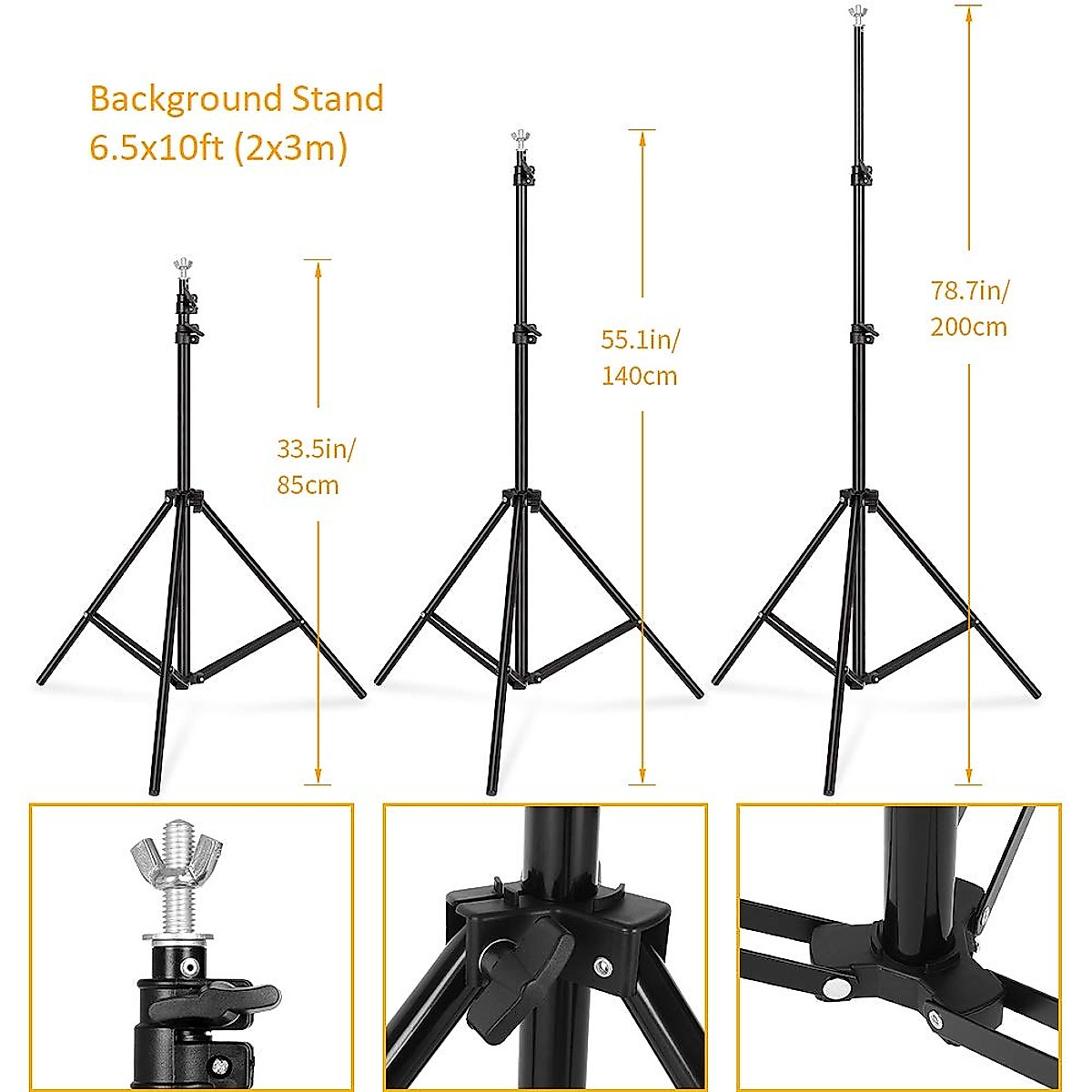 LOMTAP Background Stand Heavy Duty 6.5x10ft/ 2x3m Backdrop Support System Photography Photo Video Studio Kit with Carrying Bag for Adjustable Height and Width Shooting Photo Studio