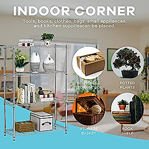 HCY Garage Shelving, 54 inchx36 inchx14 inch Metal Shelves 4 Tier Wire Shelving Unit Adjustable Heavy Duty Sturdy Steel Shelving Rack Shelf for Pantry Garage Kitchen (Chrome)