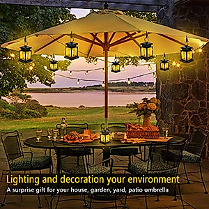 4 Pack Outdoor Hanging Solar Lantern Lights, Flickering Solar Lights Outdoor Garden Lights Solar Powered Waterproof Warm Yellow LED Candle Lantern for Garden Patio Yard Path Tree Umbrella Table Decor