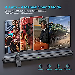 Heymell 150W 2.0ch Soundbar for TV, 3D Surround Sound Bars for TV, 6X Speakers Bluetooth Soundbar Built in Subwoofer, Clear Sound No Noise TV Speakers Sound Bar HDMI ARC Optical AUX Voyage201
