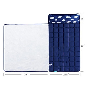 Nap Mat with Pillow and Fleece Blanket for Regalo My Cot/Joovy Travel Cot, Super Soft & Skin Friendly, Perfect Kids Sleeping Mats/Sleeping Bag for Preschool Daycare Boys and Girls, Navy
