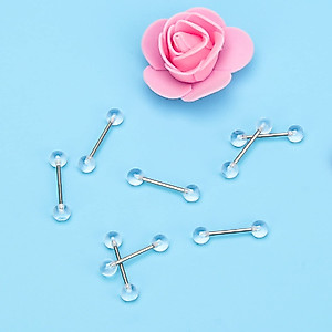 CrazyPiercing Transparent Acrylic Ball and Stainless Steel Bar Tongue ring 14G or Nipple Ring