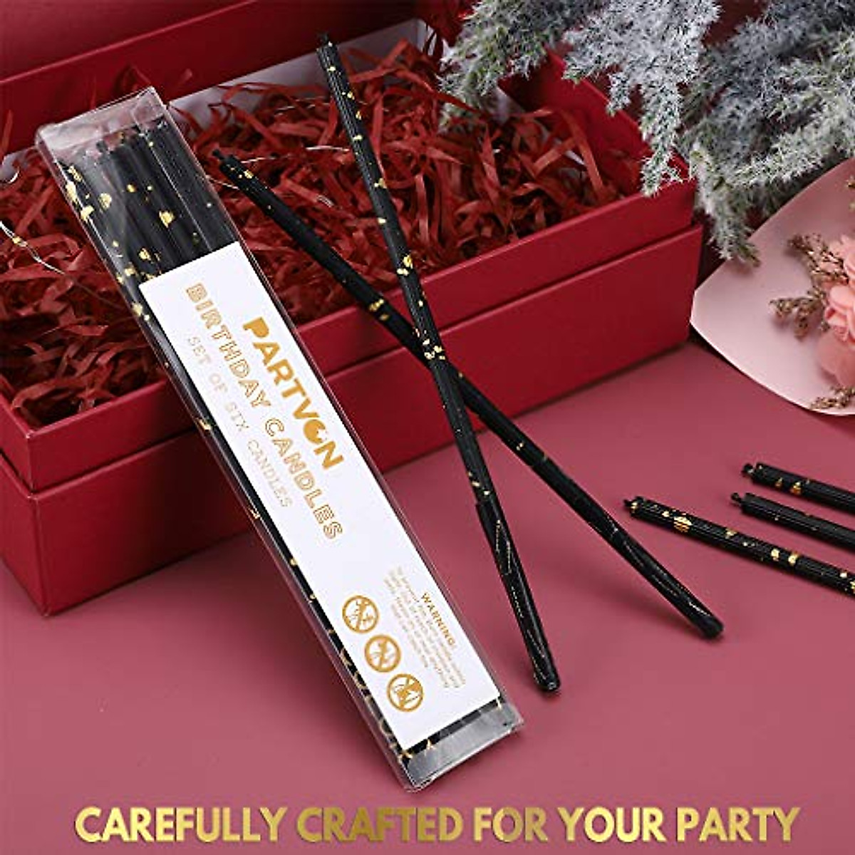 24 Pieces Birthday Candles Black Gold Cake Candle Cupcake Candles for Birthday Anniversary Graduation Retirement New Year Party Decoration