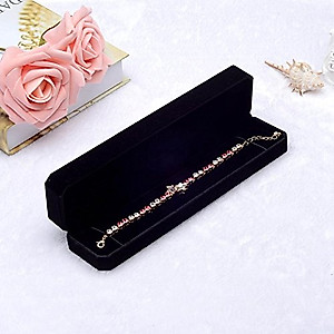 LILY TREACY Black Velvet Bracelet Necklace Watch Box Case Pendant Chain Gift, Holidays