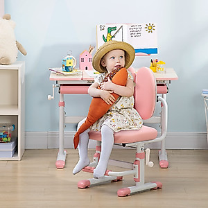 Qaba Ergonomic Kids Desk Chair with Thick Cushioning & Height Adjustment, Kids Computer Chair with Footrest, Childrens Chair, Kids Office Chair & Study Chair, Pink