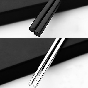 Nadalan Stainless Steel Alloy Chopsticks Non-slip Chopsticks 5 Pairs (Silver)