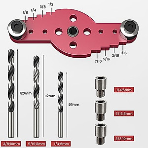 Preciva Self Centering Dowel Jig Kit, Drill Guide for Straight Holes Woodworking Tools with Drill Bit Set 1/4", 5/16", 3/8" and Drill Bit Stop Collar Set, Drill Jig for Hand Tools