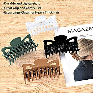 79Style Large Banana Hair Clips for Women - Jumbo Plastic Hair Claws and Extra Long Jaw Barrettes for Thick, Long Hair (Coffee-4Pcs-4.7Inch)