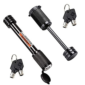 CZC AUTO Hitch Lock Set Dia 5/8 Inch Trailer Hitch Receiver Pin Lock Keyed Alike for Class III IV 2" and 2-1/2" Receiver Dia 1/4 Inch Hitch Coupler Lock with 2-1/2 Inch Span Fit Latch-Type Couplers