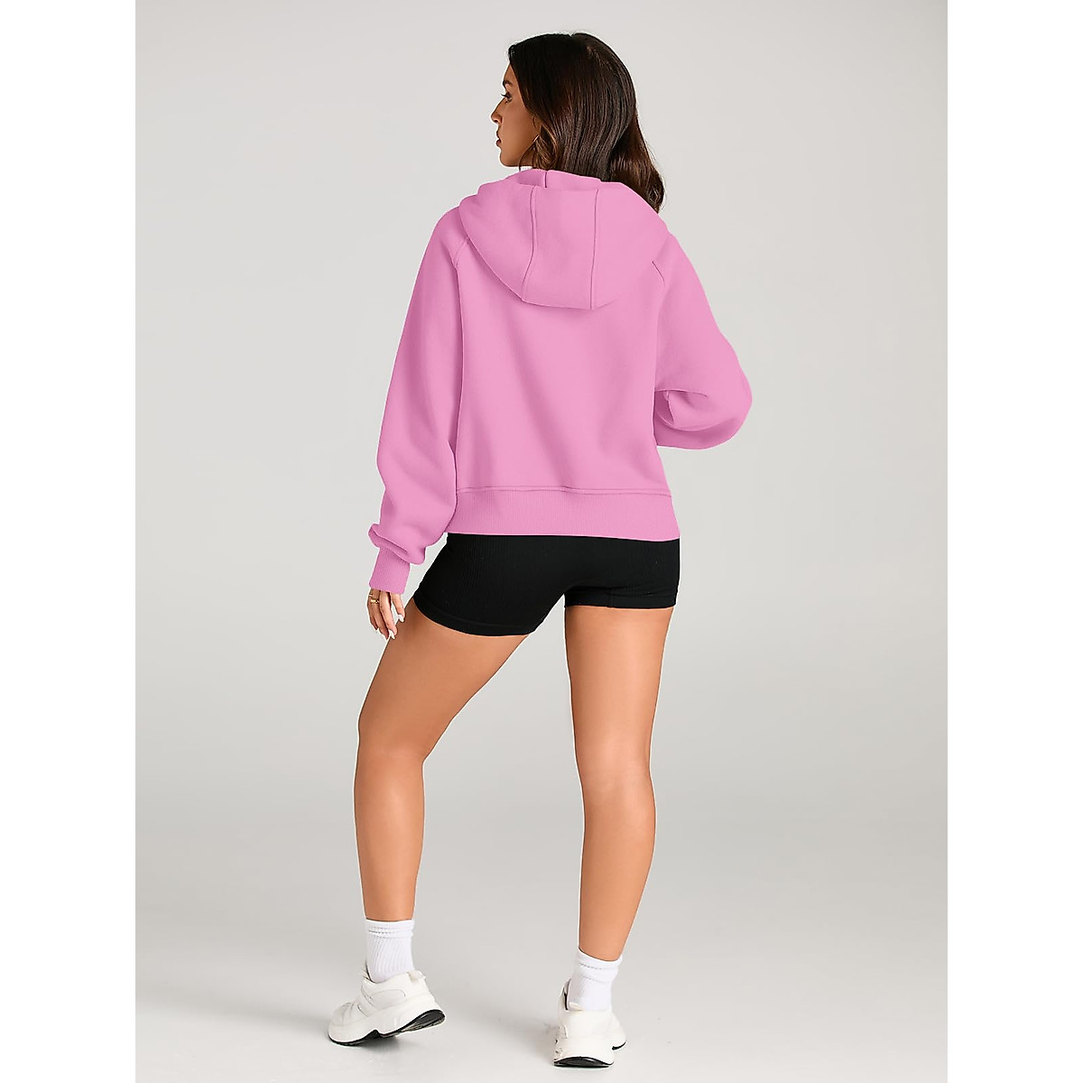 AUTOMET Half Zip Sweatshirts Cropped Hoodies Fleece Jackets Womens Quarter Zip Up Pullover Fall Outfits 2024 Winter Clothes Pink