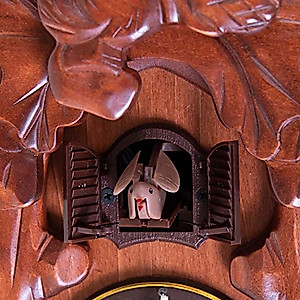 CLEVER GARDEN Large Wooden Traditional Cuckoo Clock House with Squirrels & Pendulum | Home & Kitchen Décor | Wall Clock Decoration | Bird Cuckoos on The Hour | Wood