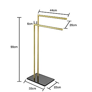 FCMLD 90cm High Gilding Hanging Towel Bar Holder Marble Base No Punching Floor Stand