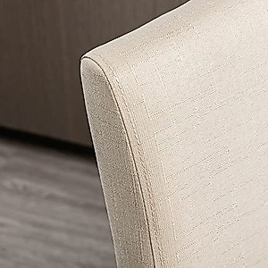 GOTMINSI Classic 24 Inches Counter Height Stools Upholstered Bar Stools with Solid Wood Legs Set of 2(Fabric Beige)