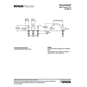 Kohler K-T387-4-2BZ Devonshire Deck Mount Bath Faucet Trim, Oil Rubbed Bronze