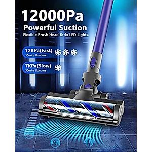 Cordless Vacuum, Stick Cordless Vacuum Cleaner with 2200mAh Powerful Lithium Batteries, Up to 30 Mins Runtime Handheld Vacuum Cleaner, 4 in 1 Lightweight Quiet Vacuum Cleaner Perfect for Hardwood