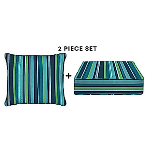 Honeycomb Outdoor Stripe Poolside Deep Seating Patio Cushion Set: Resilient Foam Filling, Weather Resistant and Stylish Set, Seat: 24" W x 23" D x 6.5” T; Back: 27" W x 24” L