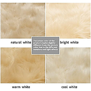 Faux Fur Rug for Bedroom, Fluffy Runner Rugs Soft Sheepskin Rug Sofa Couch Seat Cushion, 2x6ft Beige Plush Area Rug Shag Rugs Floor Carpets for Nursery Bedside, Cute Shaggy Fuzzy Home Decor