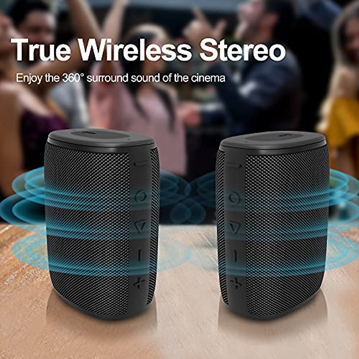 IPX7 Waterproof Bluetooth Speaker, Hadisala H3 Portable Wireless Speaker Bluetooth 5.0 with Rich Bass HD Stereo Sound 15H Playtime USB-C Charge, Shower Speaker TWS Pairing for Home, Outdoors, Travel