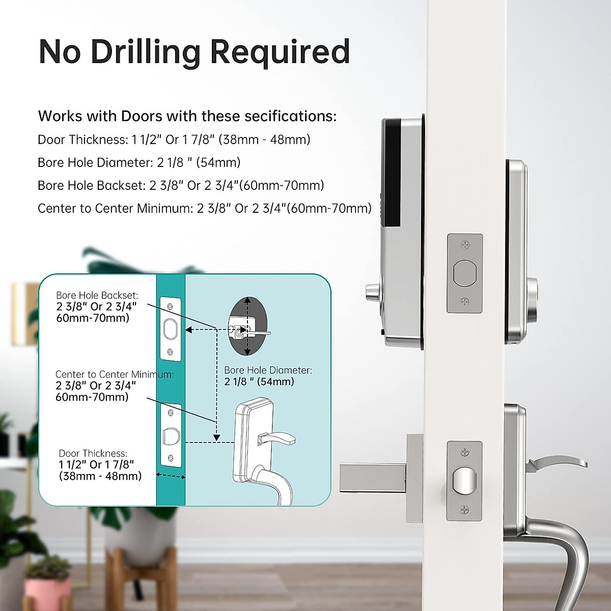 Smart Deadbolt Keyless Keypad Lock: Hornbill Smart Locks for Front Door, Digital Electronic Door Lock, Bluetooth Code Door Locks for Front Door