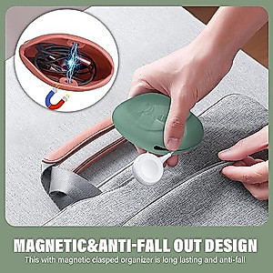 4 PCS Silicone Headphone Organizer with Magnetic Buckle Anti-Fall Out Portable Mini Key Box, Data Cable Storage Case,Soft Sleek Mini Storage Bag, Wired Headphone Organizer-(Red-Green-Grey-Black)