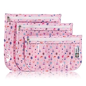 HIONXMGA TSA Approved Toiletry Bag, Set of 3 Clear Travel Toiletry Bag Quart Size Zipper Travel Pouch, Waterproof Makeup Cosmetic Bag for Women Men Kids Toiletries Carry on, Sailing