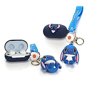 Fit Designed for Samsung Galaxy Buds Earphone/Galaxy Buds Plus+ Earphone, Suublg Silicone Cartoon Headphones Case Cover and Doll Keychain with Full Body Anti-Lost Lanyard Protection