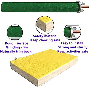 3 PCS Bird Perch Toy Set, Parrot Stand Platform, Bird Rope Swing Climbing Toy, Parrot Paw Grinding Perch Stick Cage Accessories for Parakeet Lovebird Cockatiel Finch Conure Exercise Training Toys