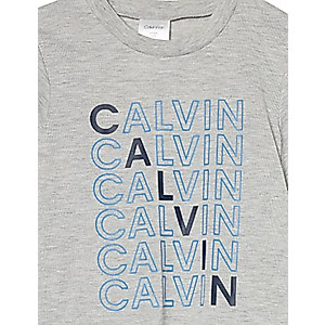 Calvin Klein Boys' Little 2 Piece Sleepwear Top and Bottom Pajama Set, Calvin Camo, Large