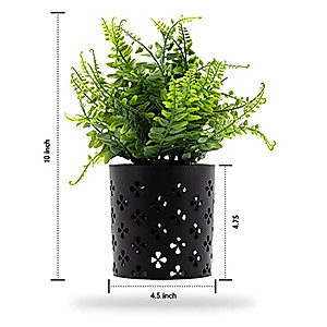Fake Plants Smart Speaker Stand - Universal Faux Plants Indoor Smart Speaker Holder - Modern Faux Plant for Living Room Decor Google Home Holder - Apple Home Pod Mini Smart Home Speaker Pot - (Black)