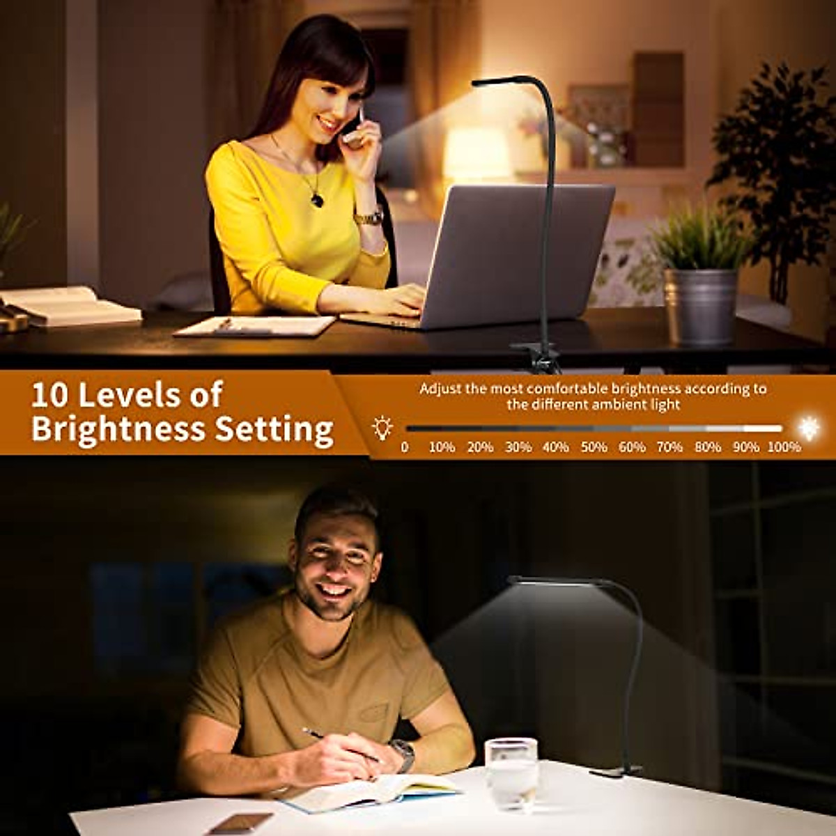 iZELL Book Light, LED Reading Light Clip On [3 Color Modes & 10 Brightness Levels] Flexible Gooseneck Book Reading Lamp for Kids Reading in Bed at Night Clip Bedside Table Headboard Dorm