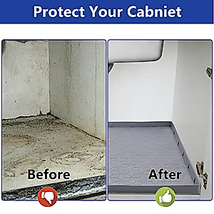 Under Sink Mat 34 x 22 Inch for Kitchen, Silicone Watrproof Under Sink Liner Kitchen Cabinet Shelf Protector Sink Drip Tray Bathroom Cabinet Undersink Mat