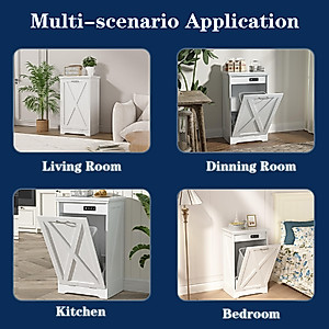 TOLEAD Tilt Out Trash Can Cabinet, 10 Gallon Kitchen Trash Cabinet Hidden Trash Can with Deodorizing & Negative Ion Pet Proof for Kitchen,Dining Room, Living Room,White