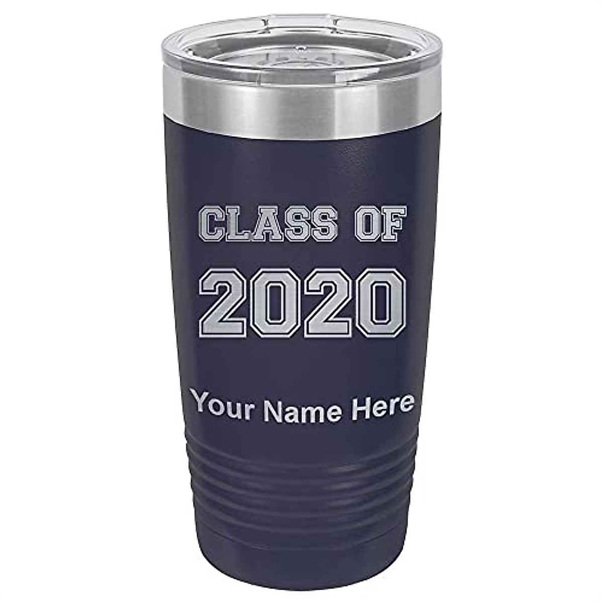 LaserGram 20oz Vacuum Insulated Tumbler Mug, Class of 2023, 2024, 2025, 2026, Personalized Engraving Included (Navy Blue)