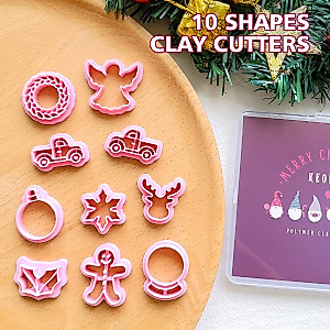 Keoker Christmas Clay Cutters, Christmas Polymer Clay Cutters for Earrings Making, 10 Shapes Christmas Clay Earrings Cutters, Reindeer Clay Cutters (Earrings Clay Cutters 1)