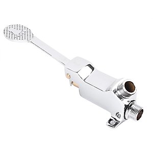 Mallofusa Single Foot Pedal Water Valve Copper Bathroom Faucet for Basin Water Tap, Silver