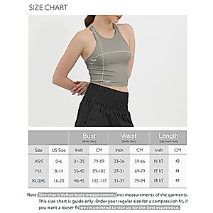 ODODOS Women's 2 Pack Seamless Tank Tops Racerback Ribbed Sleeveless Crop Top, Black Charcoal, X-Small/Small