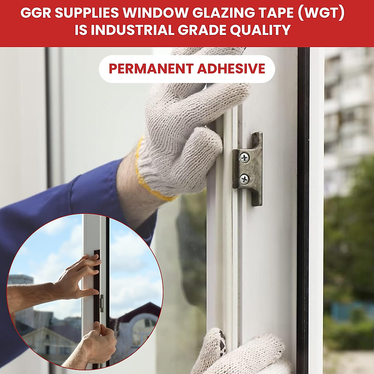 T.R.U. DC-PEF06P White Double Coated Window Glazing Tape Weather Resistant: Glass Bonding, Panel Installation, Gap Filling, Insulated Casements, and More: 1/16 in. Thick x 3/8 in. Wide x 150 ft.